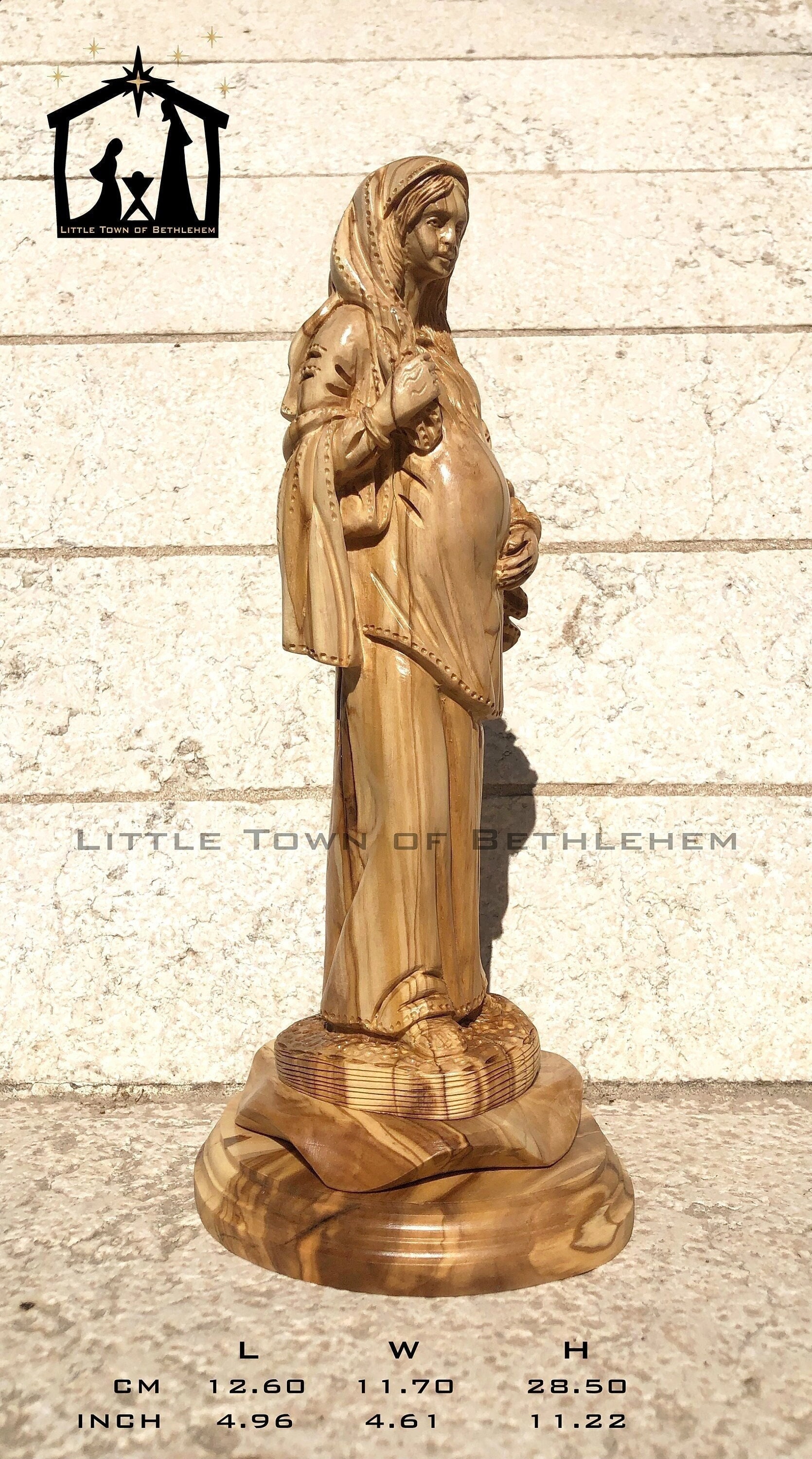Beautiful Carved & Detailed Olive Wood Statue for Pregnant Virgin Mary ...