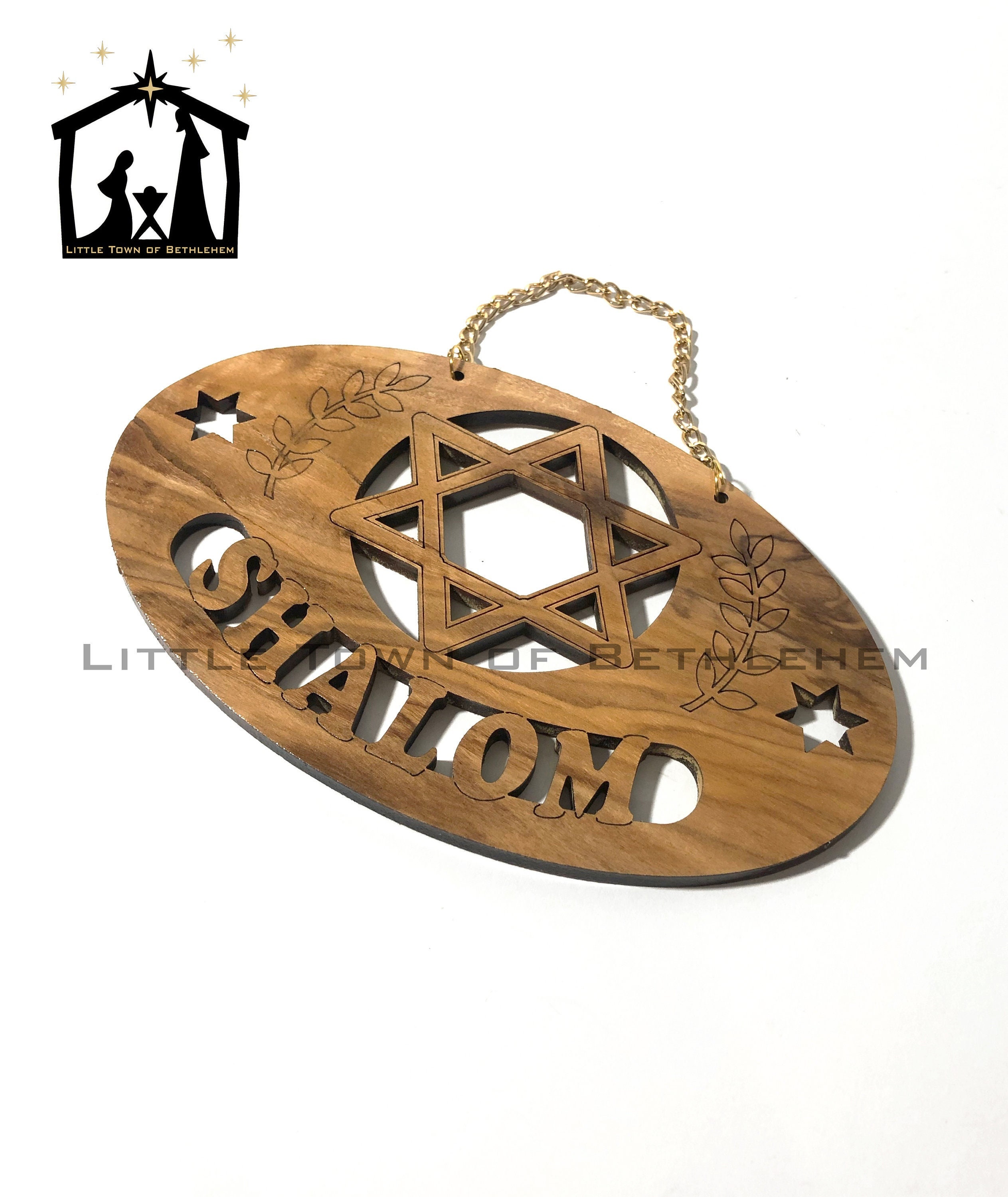 Rare Olive Wood David Star SHALOM Wall Hanging - Plaque Made in ...