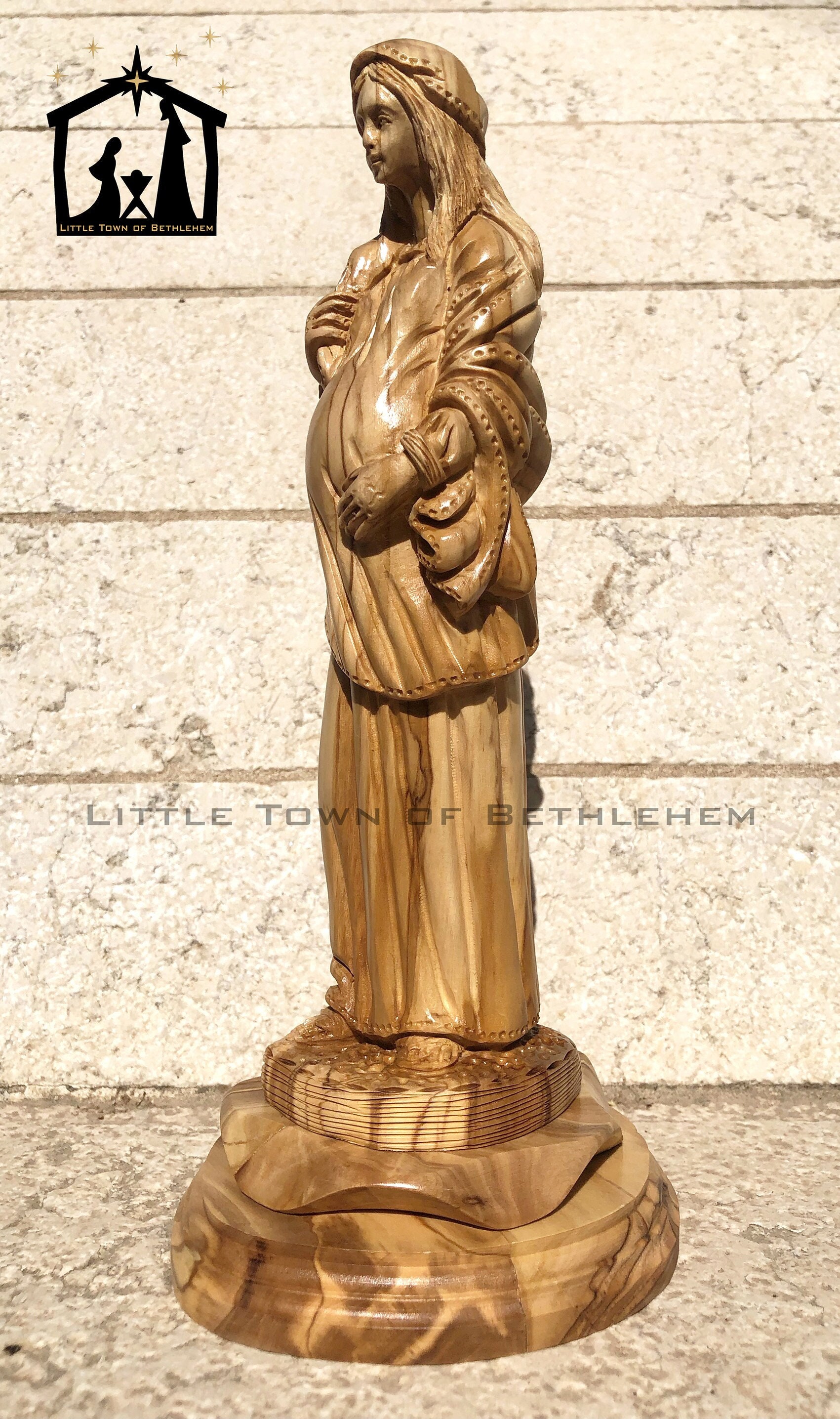 Beautiful Carved & Detailed Olive Wood Statue for Pregnant Virgin Mary ...