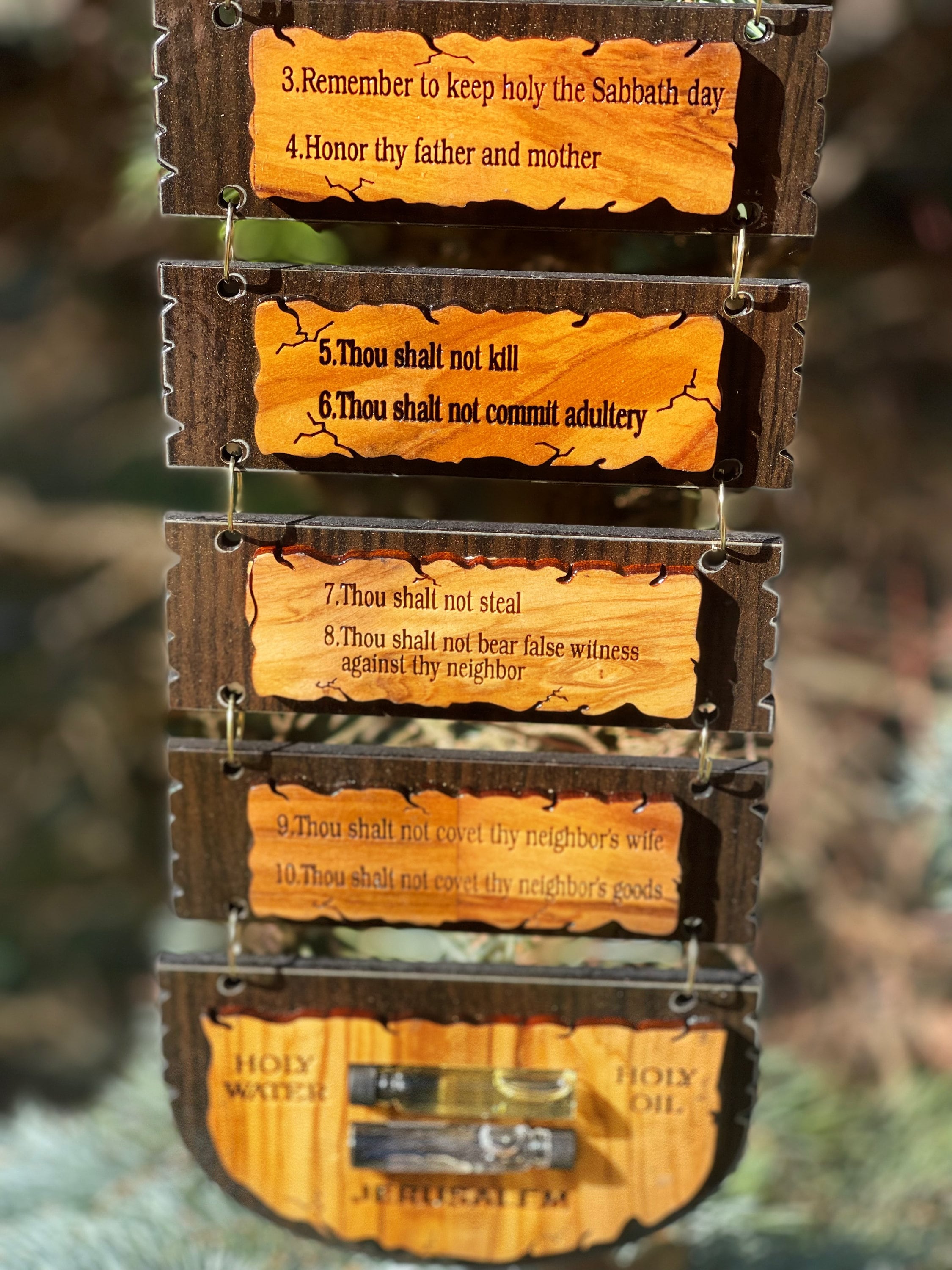 The Ten Commandments Plaque Olive Wood Holy Land Jerusalem Gift | With ...