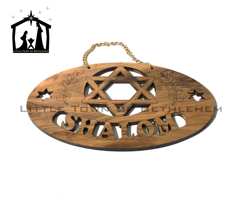 Rare Olive Wood David Star SHALOM Wall Hanging - Plaque Made in ...
