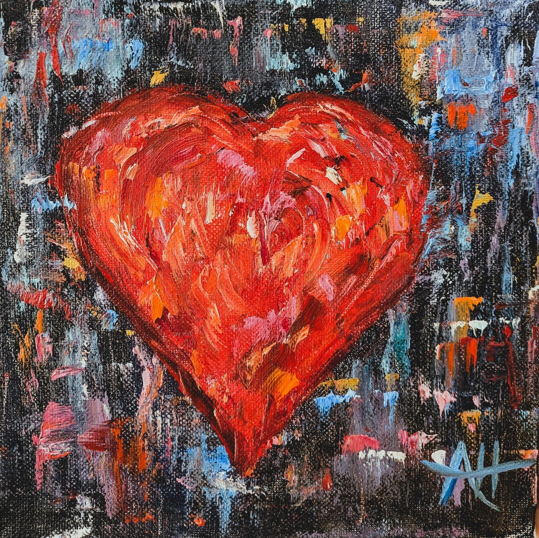 Vibrant Abstract Red Heart Canvas Print | "love in the Chaos" | Bold ...