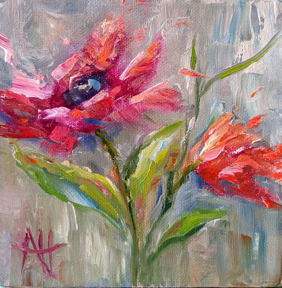 Abstract Floral Painting "free Sprit" | Gallery Wrapped Canvas Print ...