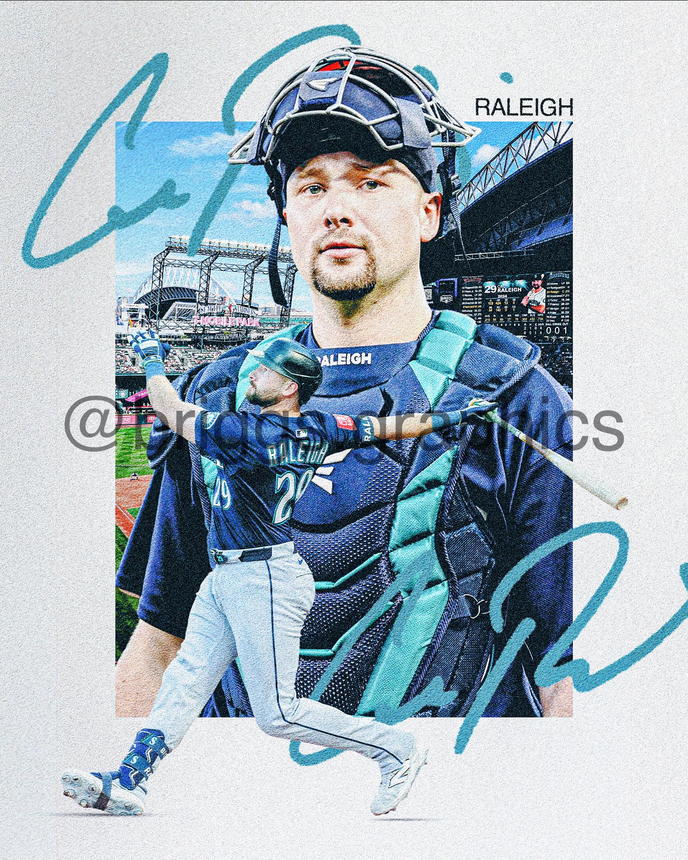 Cal Raleigh Seattle Mariners Baseball Poster/wall Decor/print - 8x10 ...