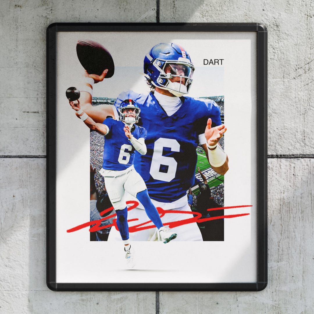 Jaxson Dart New York Football Poster, Sports Wall Decor Print, 8x10 ...