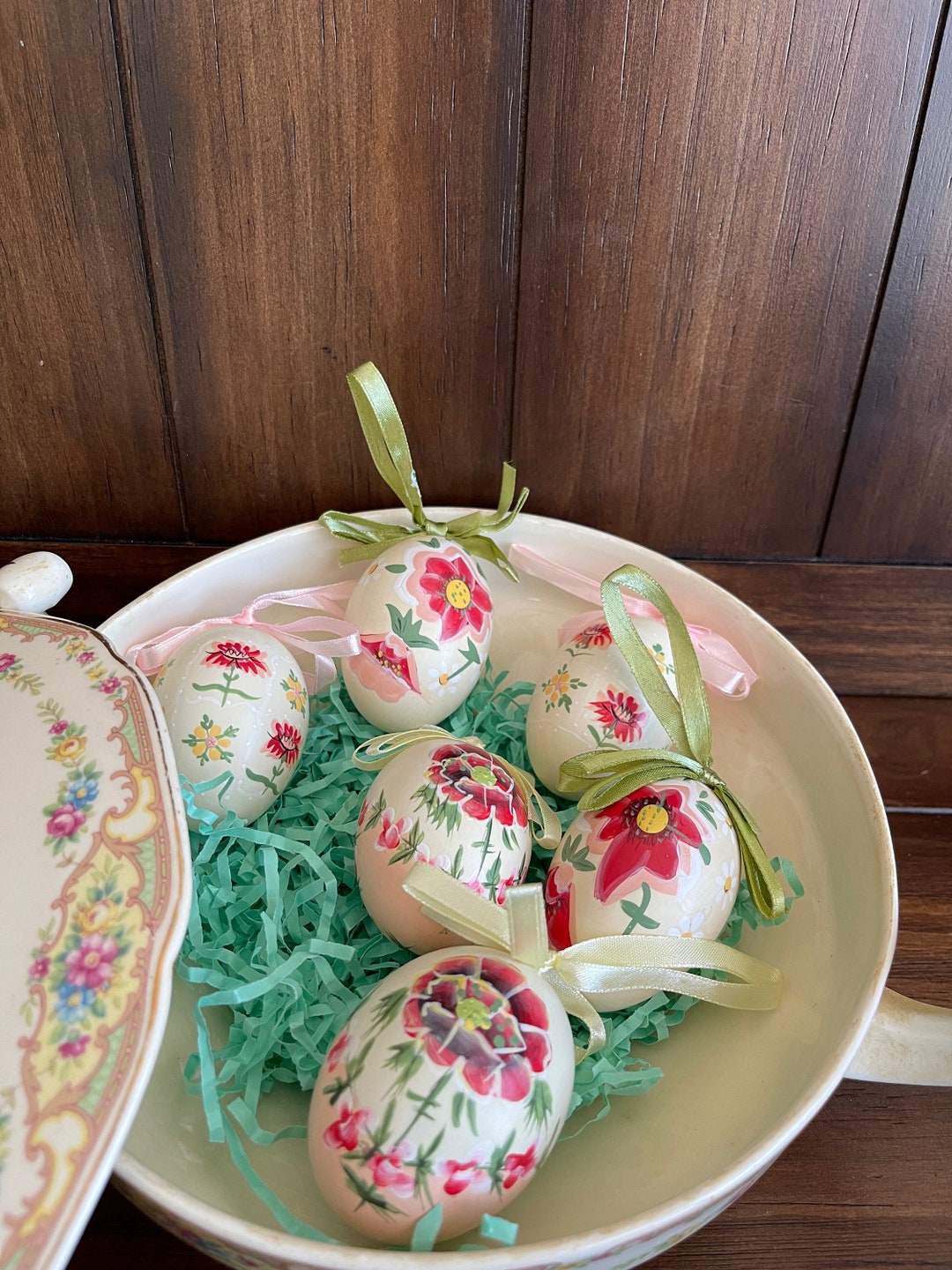 Vintage Floral Painted Easter Eggs Spring Tree Decor Ornaments - Etsy