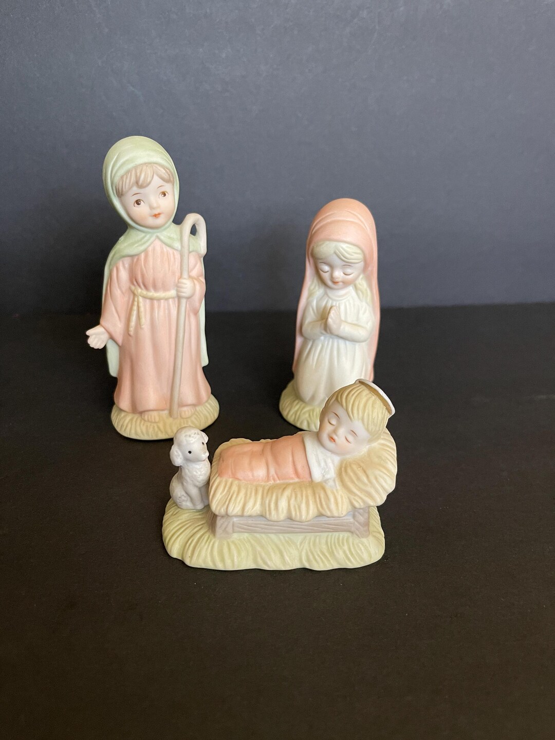 Vintage Lefton Nativity Figurines: Ceramic Holy Family, Away in a ...