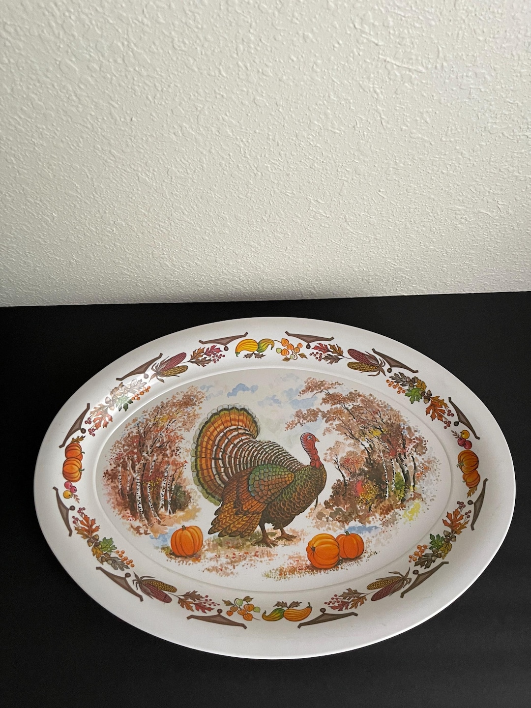 Vintage Large Turkey Platter Mid Century Thanksgiving Melamine Melmac ...