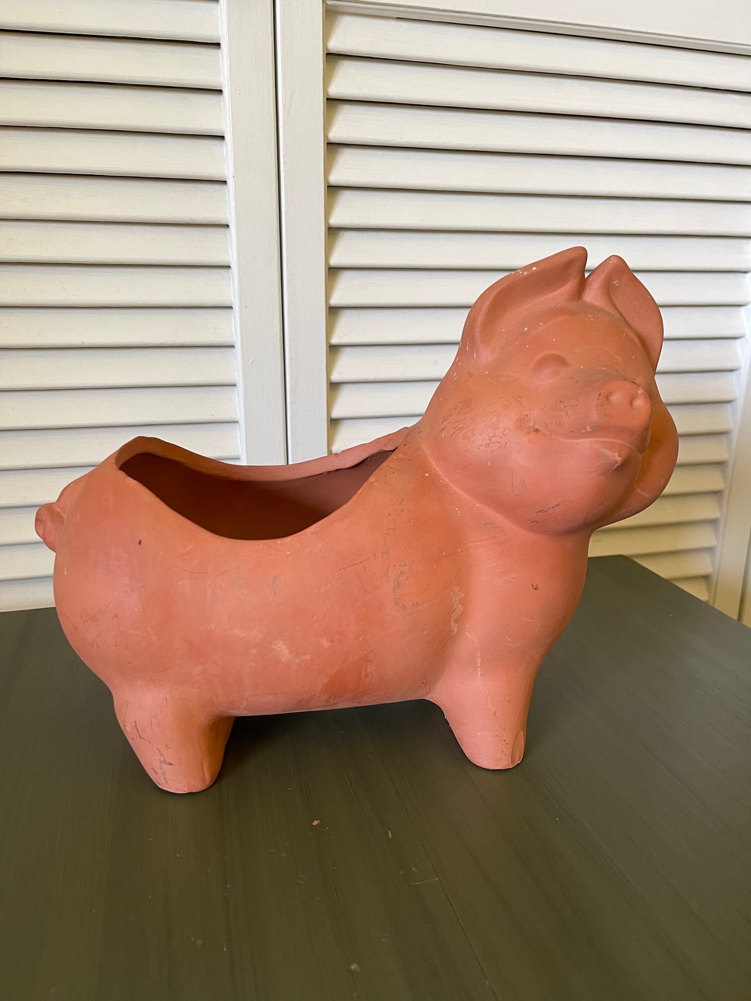 Vintage Terra Cotta Pig Planter Pig Shaped Garden and Porch - Etsy