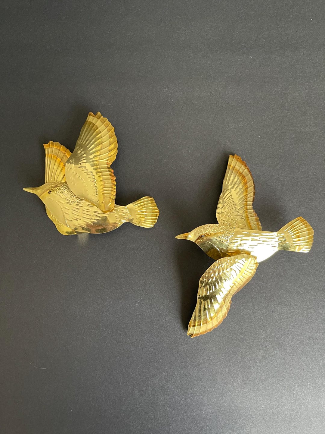 Vintage Thin Metal Gold Brass Tone Birds Wall Decor Vintage Bird Pair ...