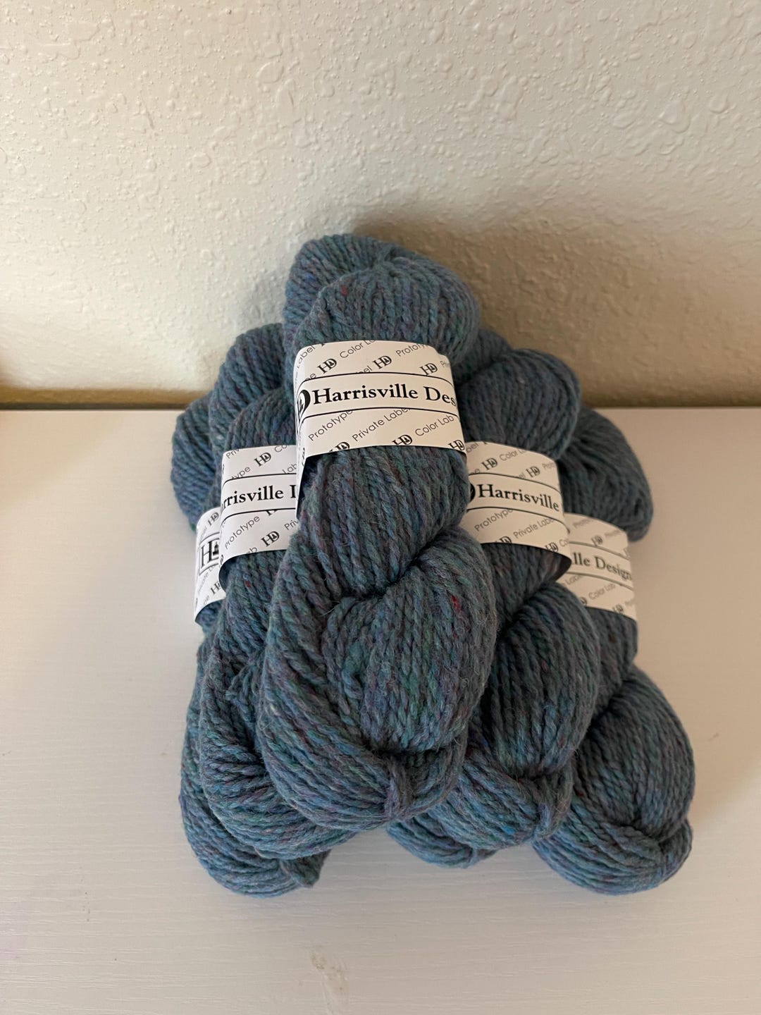 Blue Yarn 100 Percent Wool, Multi Colored Flecks, 110 Yds per Skein, 6 ...