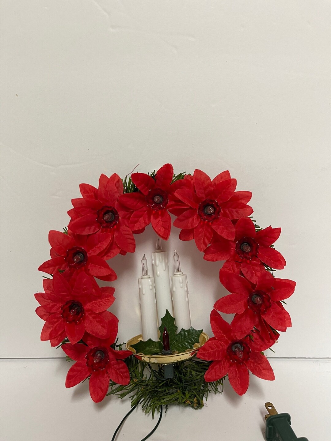Vintage 13 Light Tree Topper Round Poinsettia and Candle - Etsy