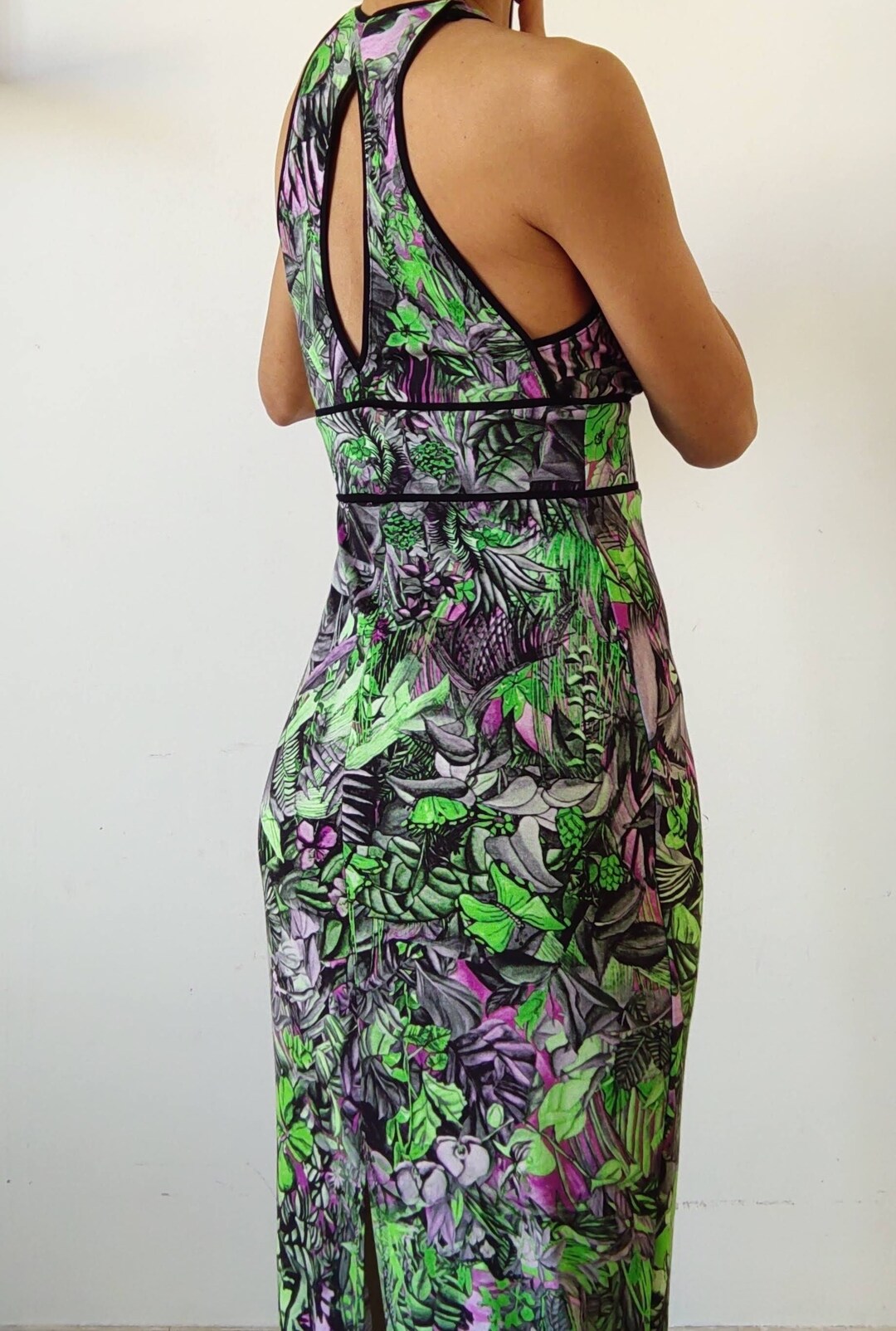 Sample Sale S Size. Sheath Tango Dress Back Cut / Green Forest Pattern ...