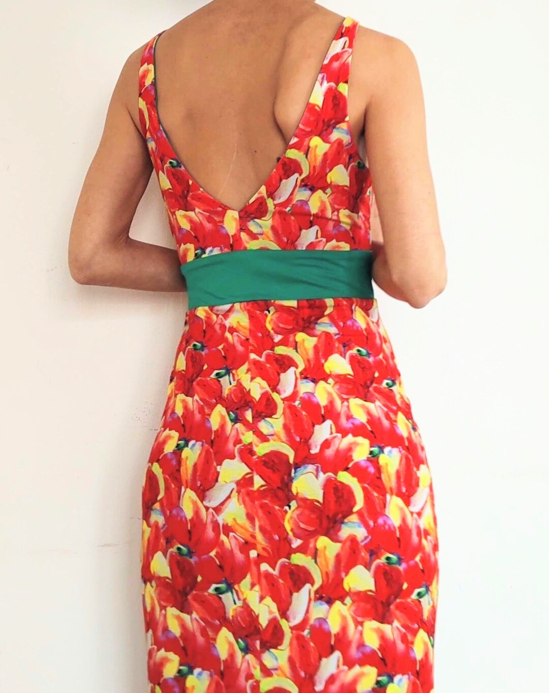 Sample Sale M Size. 006-africa Tango Dress / Red and Gallic Tulips - Etsy