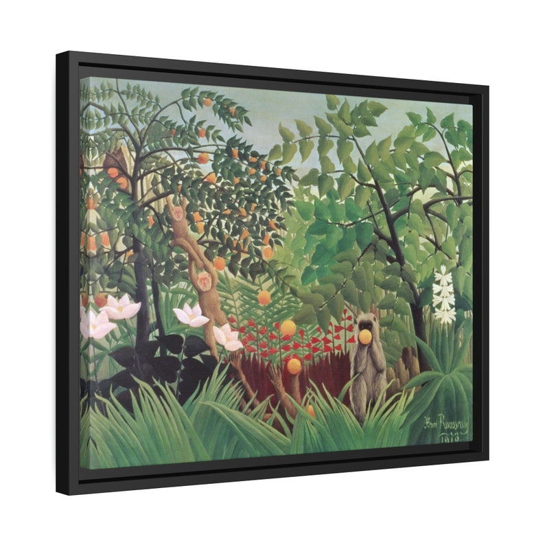 Henri Rousseau - Exotic Landscape - Canvas Wall Art With Black Frame - Etsy