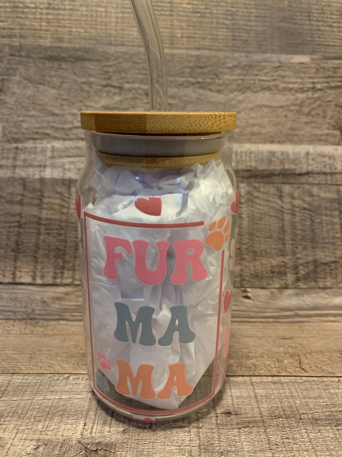 Fur Mama Glass Can , Libby Style Glass , Mom, Fur Animals - Etsy