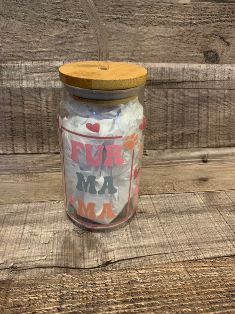 Fur Mama Glass Can , Libby Style Glass , Mom, Fur Animals - Etsy