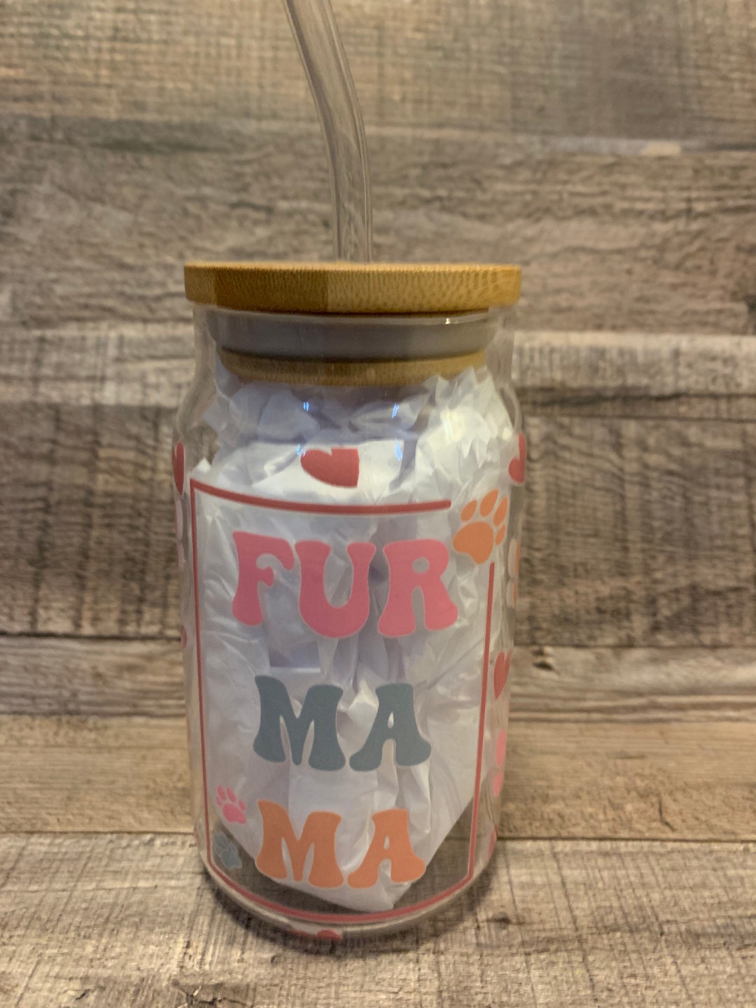 Fur Mama Glass Can , Libby Style Glass , Mom, Fur Animals - Etsy