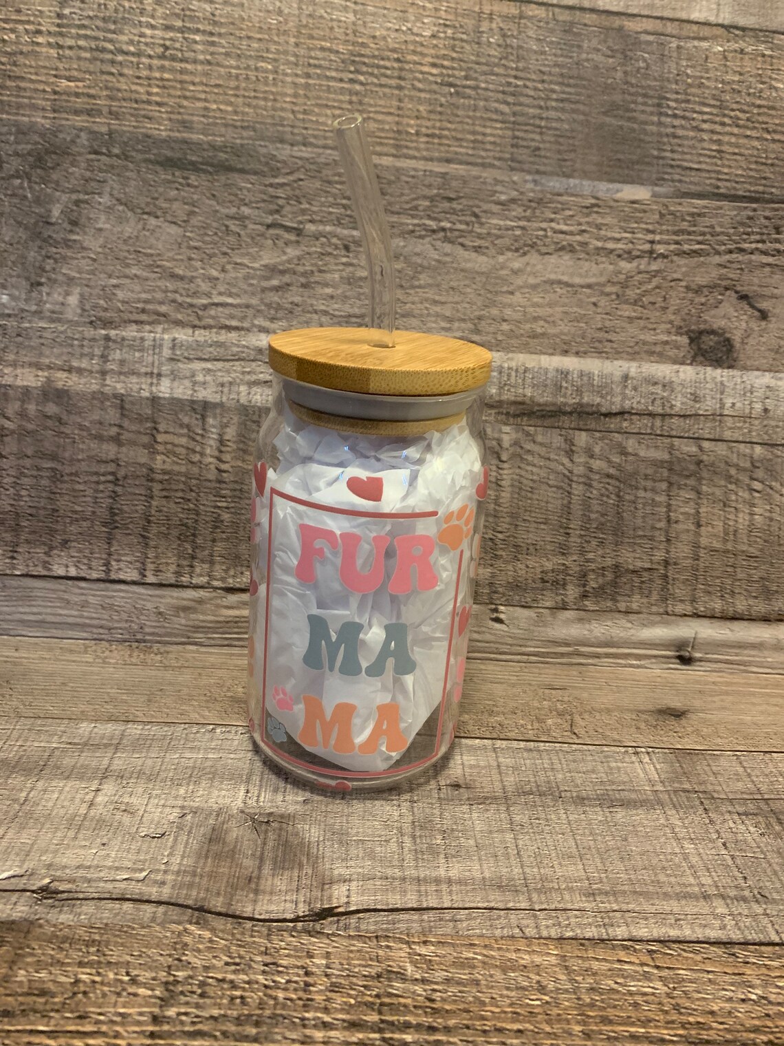 Fur Mama Glass Can , Libby Style Glass , Mom, Fur Animals - Etsy