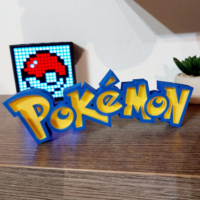 3D Printed Pokemon Logo, Desk Plaque, Gamer Streamer Gift Idea - Etsy
