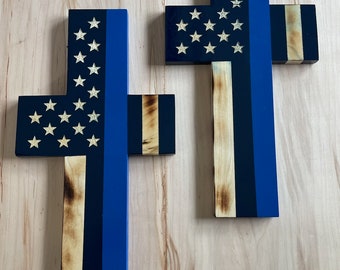 Thin Blue Line Cross Decor - Etsy