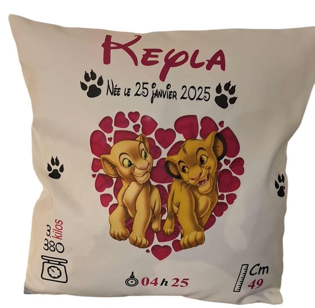 Personalized Simba Nala Birth Child Cushion - Etsy
