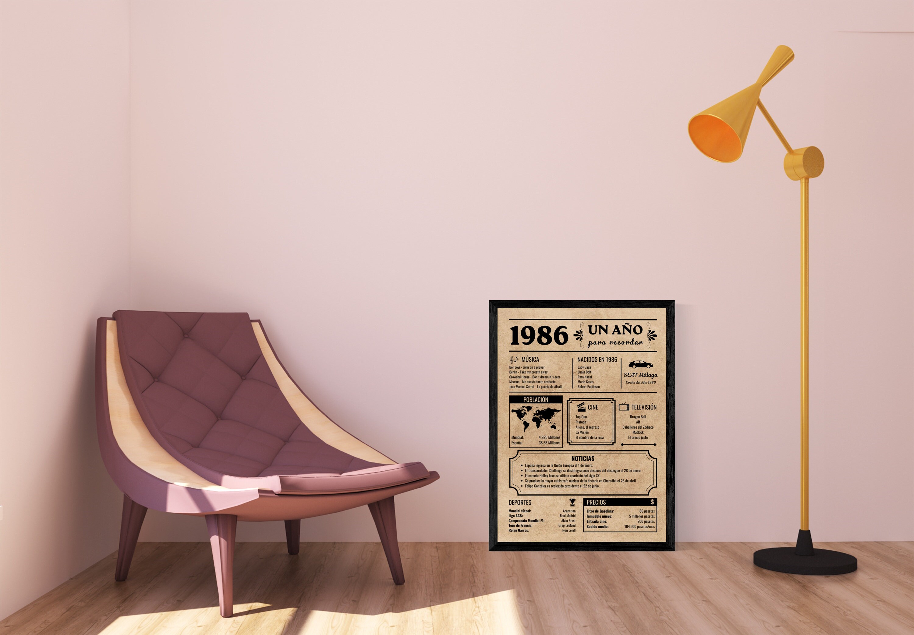 Spanish Birthday Poster 1986 Printable Newspaper / Sign Instant ...