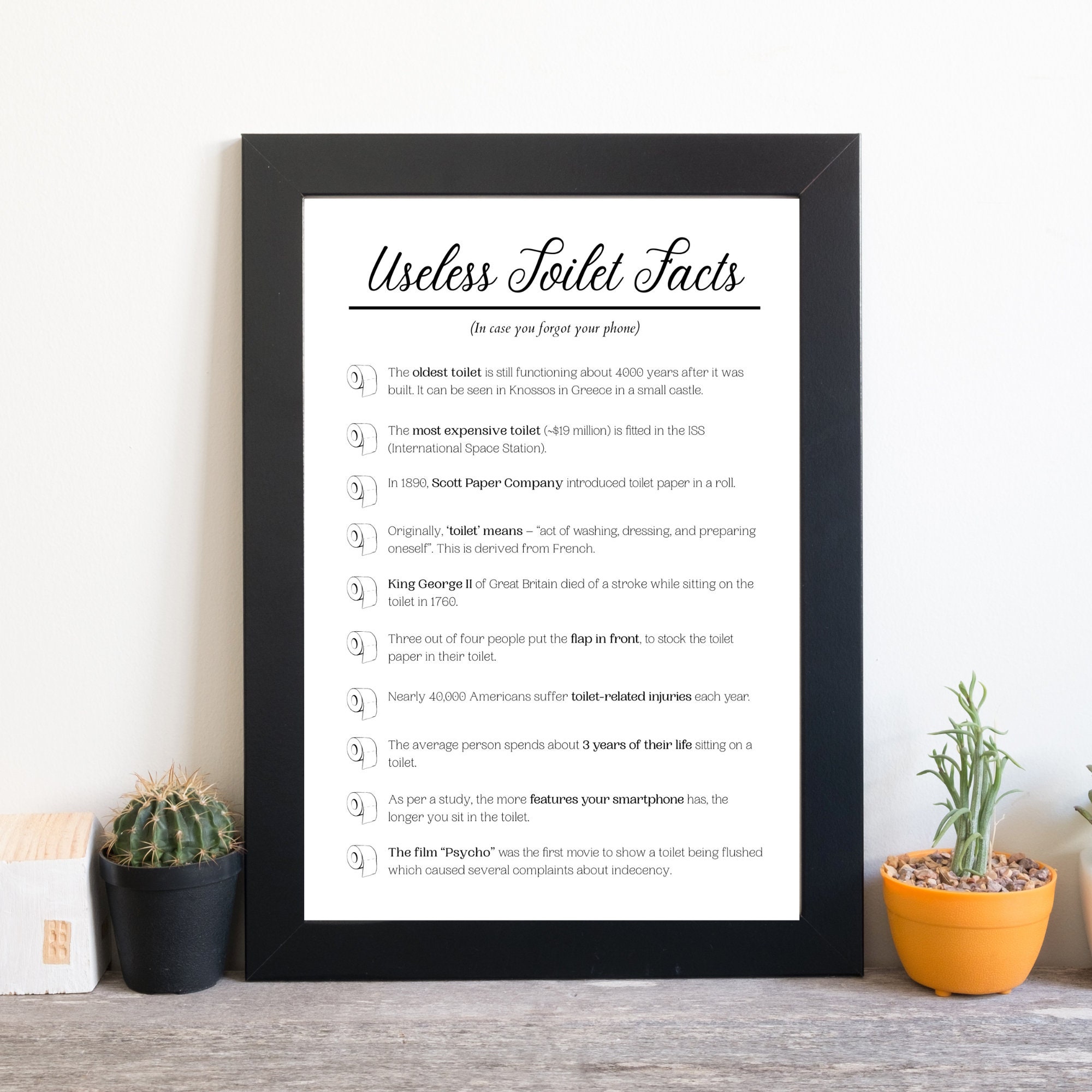 Toilet Poster | Toilet Fun Facts | Toilet Room Wall Art | Bathroom ...