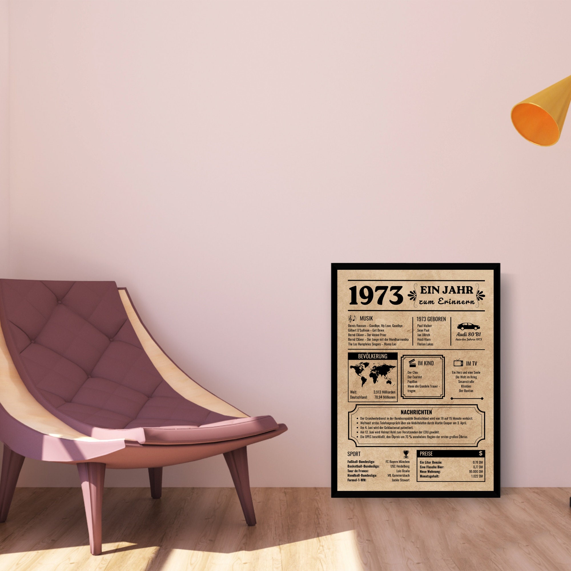 German Birthday Poster 1973 50th Anniversary Gift Birthday Gift 50 ...