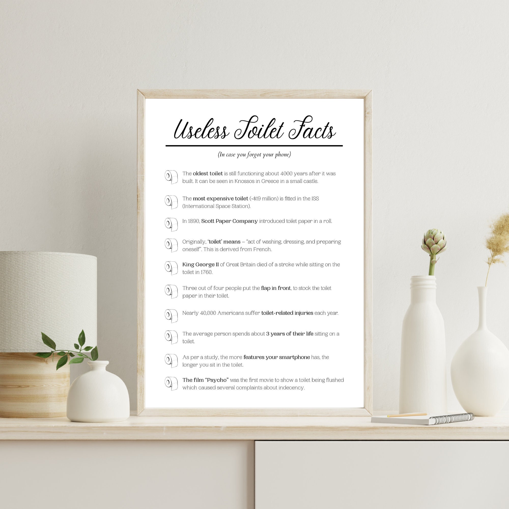 Toilet Poster | Toilet Fun Facts | Toilet Room Wall Art | Bathroom ...
