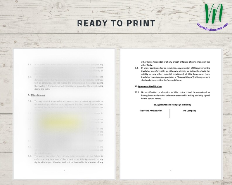 Fully Editable Brand Ambassador Agreement to Grow Your Business Social ...