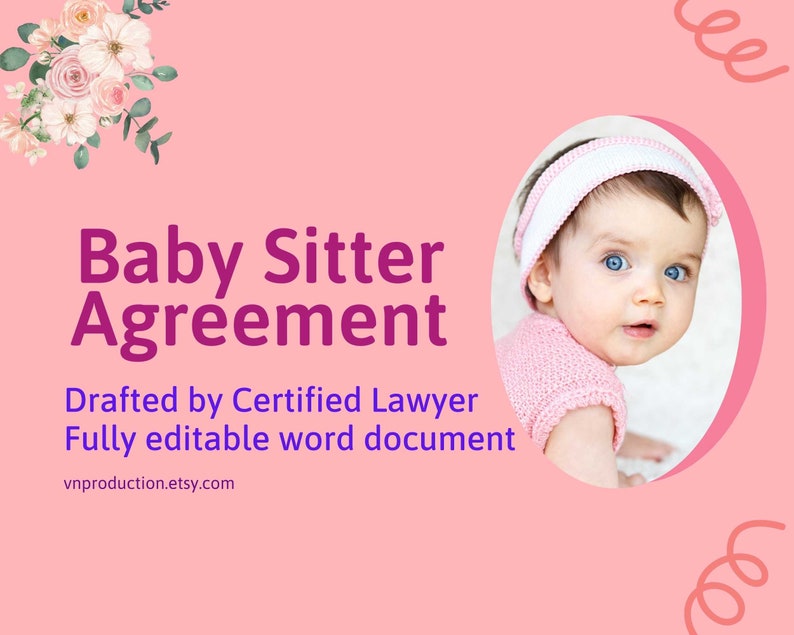 CHILDCARE AGREEMENT BABYSITTER Contract Nanny Template - Etsy