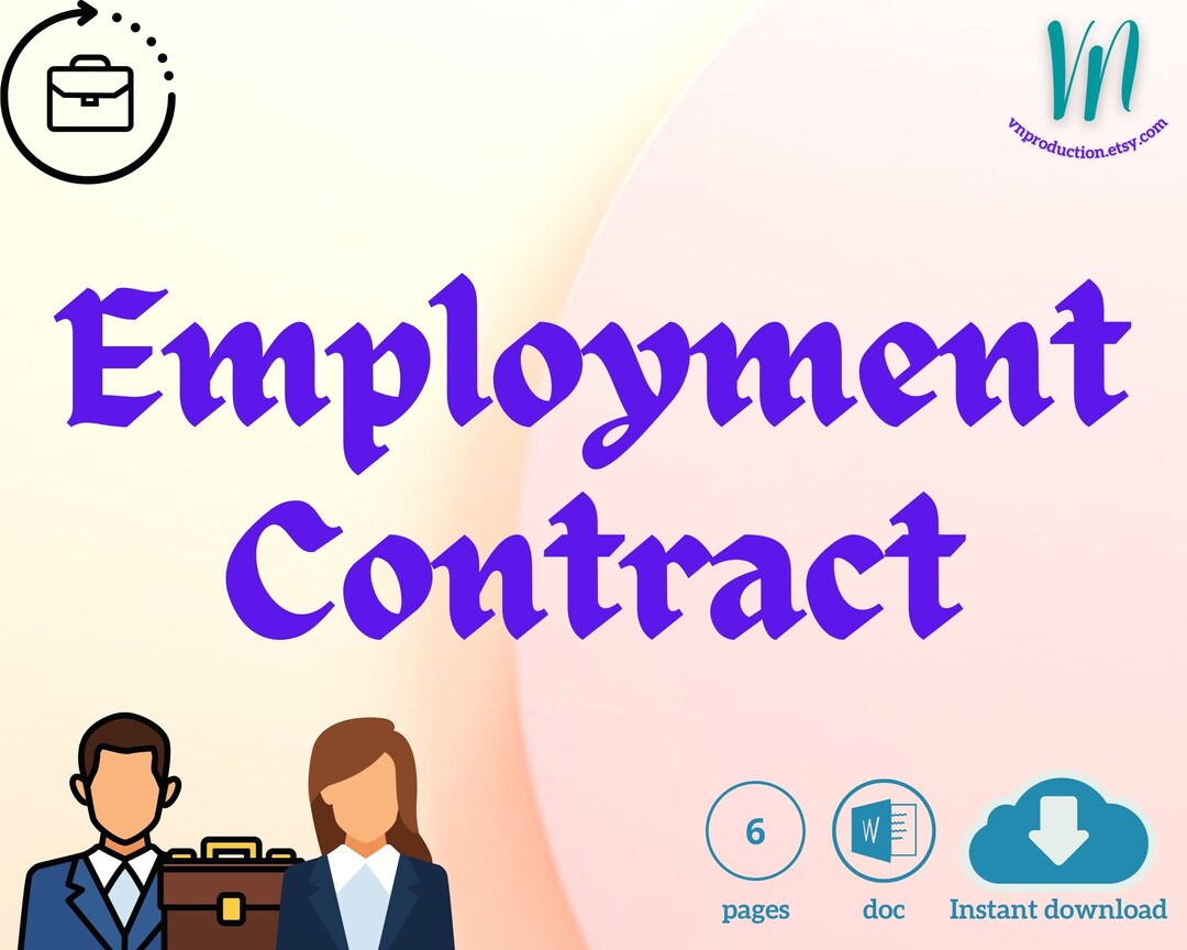 EMPLOYMENT / JOB Contract Fully EDITABLE Ready to Use Word Instant ...