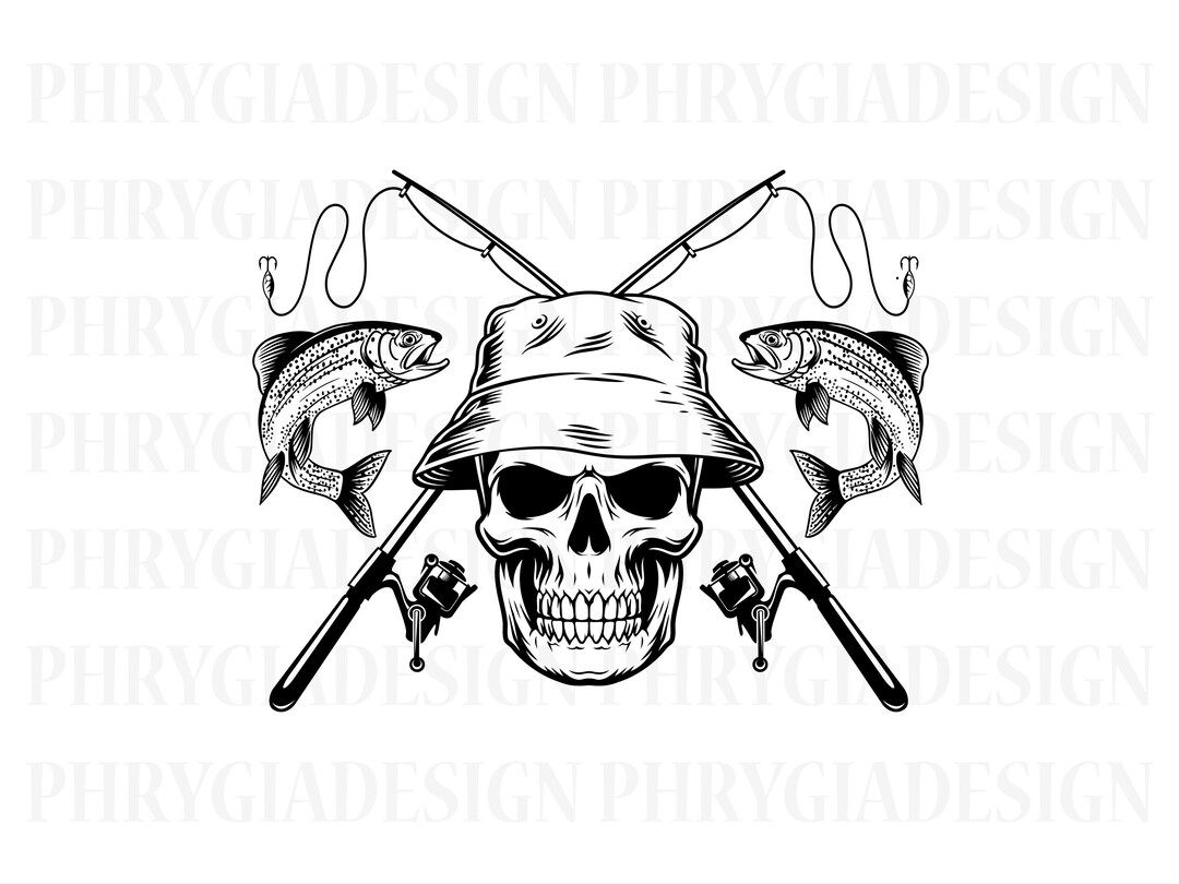 Skull Fisherman Svg , Skull Fishing Svg , Fisherman Shirt Svg , Fishing ...