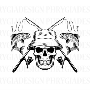 Skull Fisherman Svg , Skull Fishing Svg , Fisherman Shirt Svg , Fishing ...