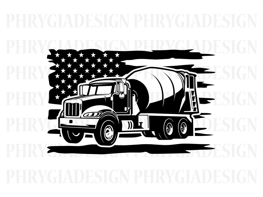 US Concrete Mixer Truck Svg , Cement Mixer Svg , Truck Svg ...