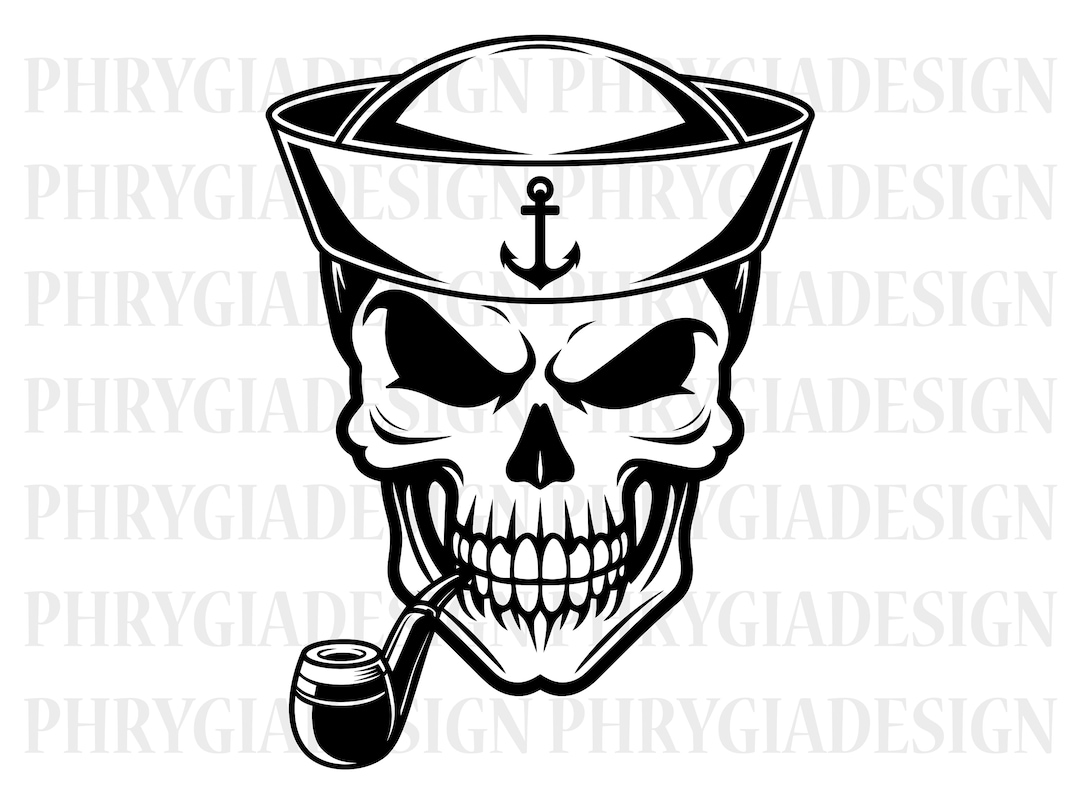 Sailor Skull With Pipe Svg , Sailing Svg , First Mate Navy Boat Ship ...