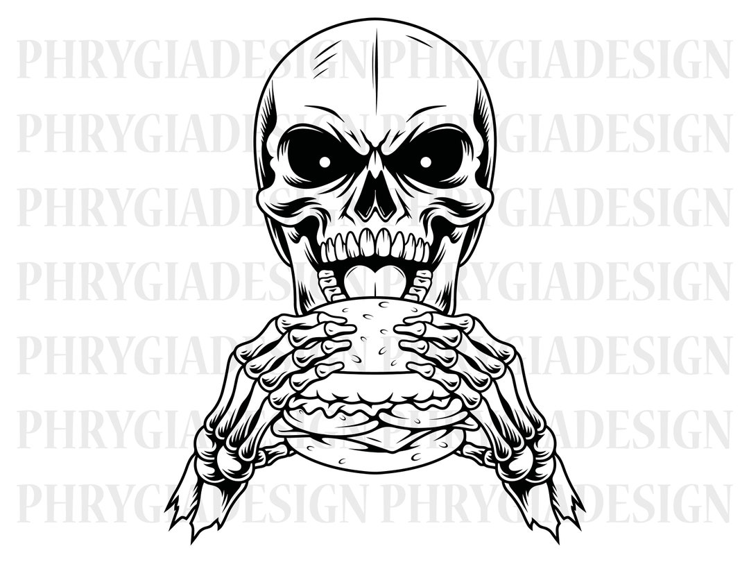 Skull Eating Burger Svg , Burger Svg , Hamburger Svg , Cheeseburger Svg ...