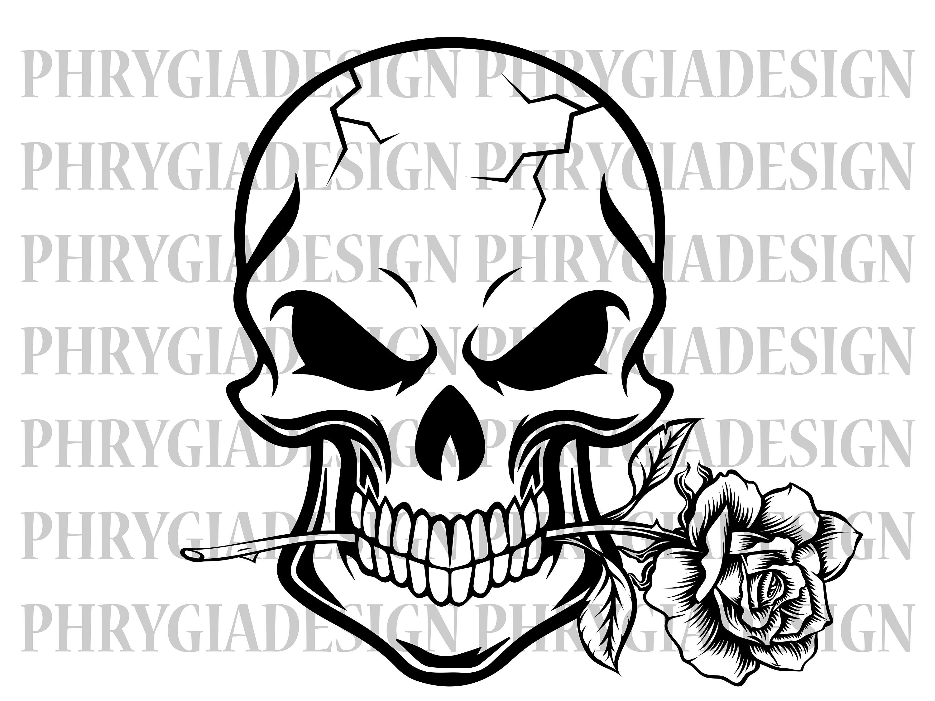 Skull Rose Svg Skull Biting Rose SVG Skull T-shirt Rose - Etsy Finland