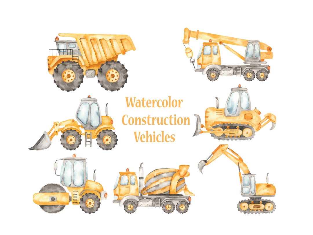 Construction Vehicles Png , Watercolor Clipart , Bulldozer , Cement ...