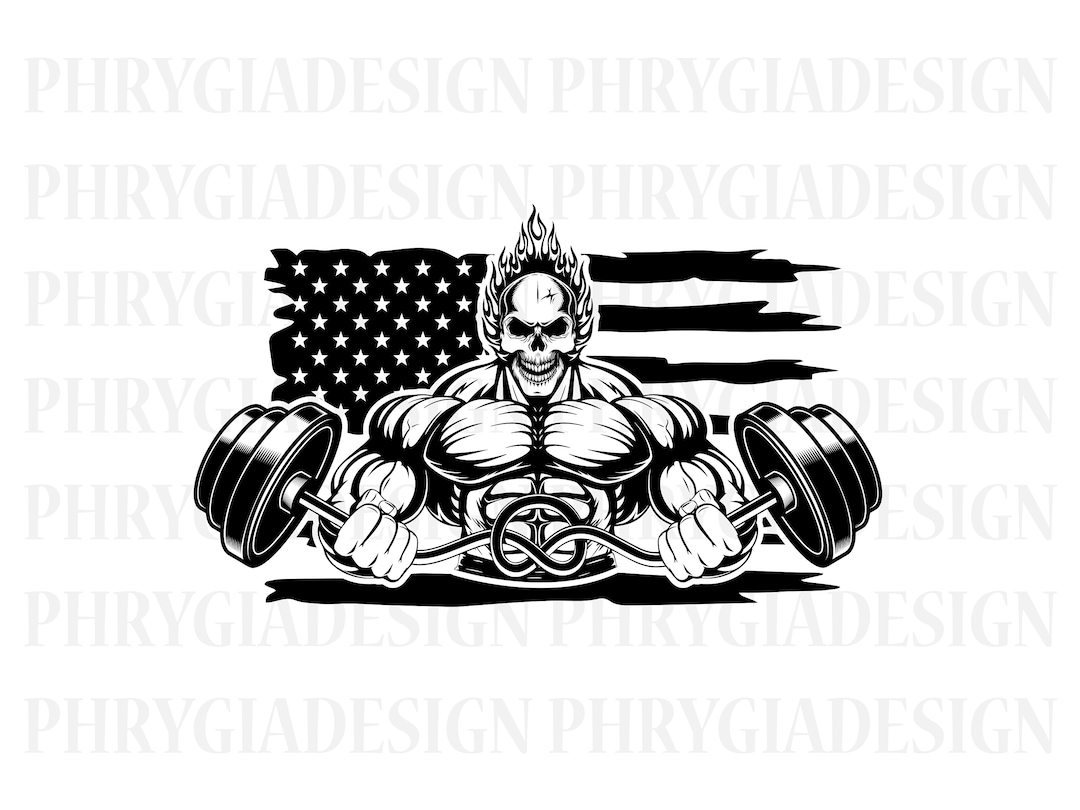 Skeleton Bodybuilder Svg Png , Body Builder Svg , Us Flag Svg ...