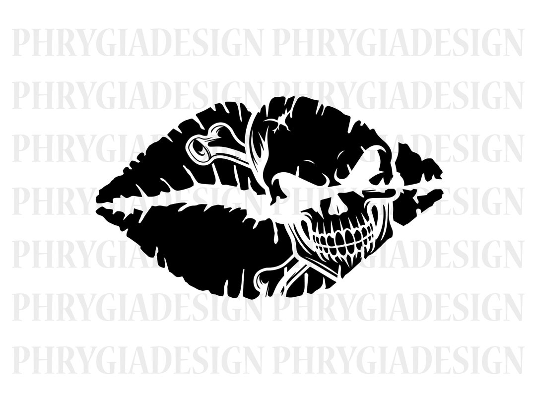 Lip Skull Print Kiss Svg , Skull Svg , Lips Svg , Lips Skull Svg , Kiss ...