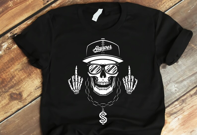 Rapper Skull Svg Png Rapper Cool Skull Svg Skull Middle - Etsy