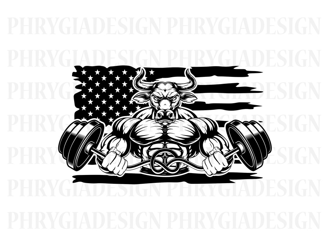Bull Bodybuilder Svg Png , Us Flag Svg , Muscle Man Svg , Gym Svg ...