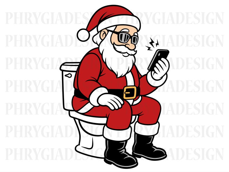 Funny Santa on Toilet Svg Png , Santa Claus Svg , Christmas Shirt Svg ...
