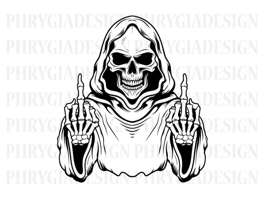 Grim Reaper Middle Finger Svg , Death Svg , Grim Reaper Svg , Skeleton ...