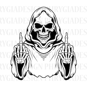 Grim Reaper Middle Finger Svg , Death Svg , Grim Reaper Svg , Skeleton Svg , Horror T-shirt ...