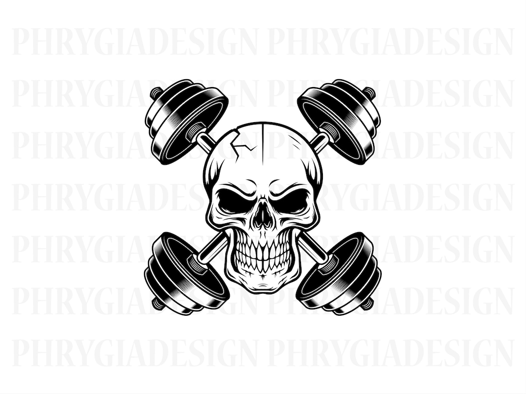 Skull Fitness Svg , Fitness Gym Svg , Skull Svg , Barbell Gym Svg ...