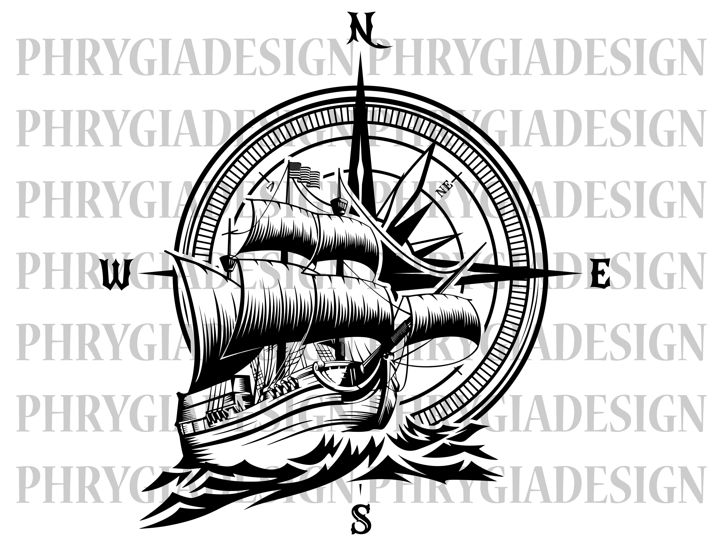 Ship Compass Svg Ship Svg Boat Svg Compass Svg Etsy Canada