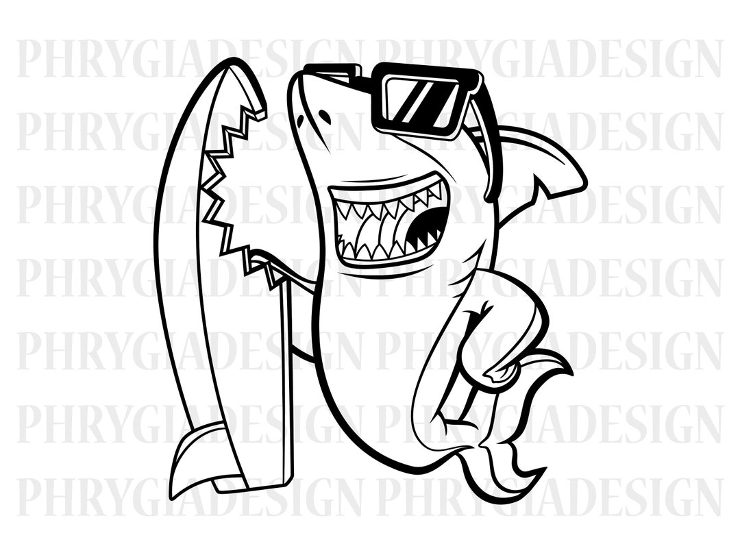 Shark Biting Surfboard Svg , Surfing Svg , Shark Svg , Shark Face Svg ...